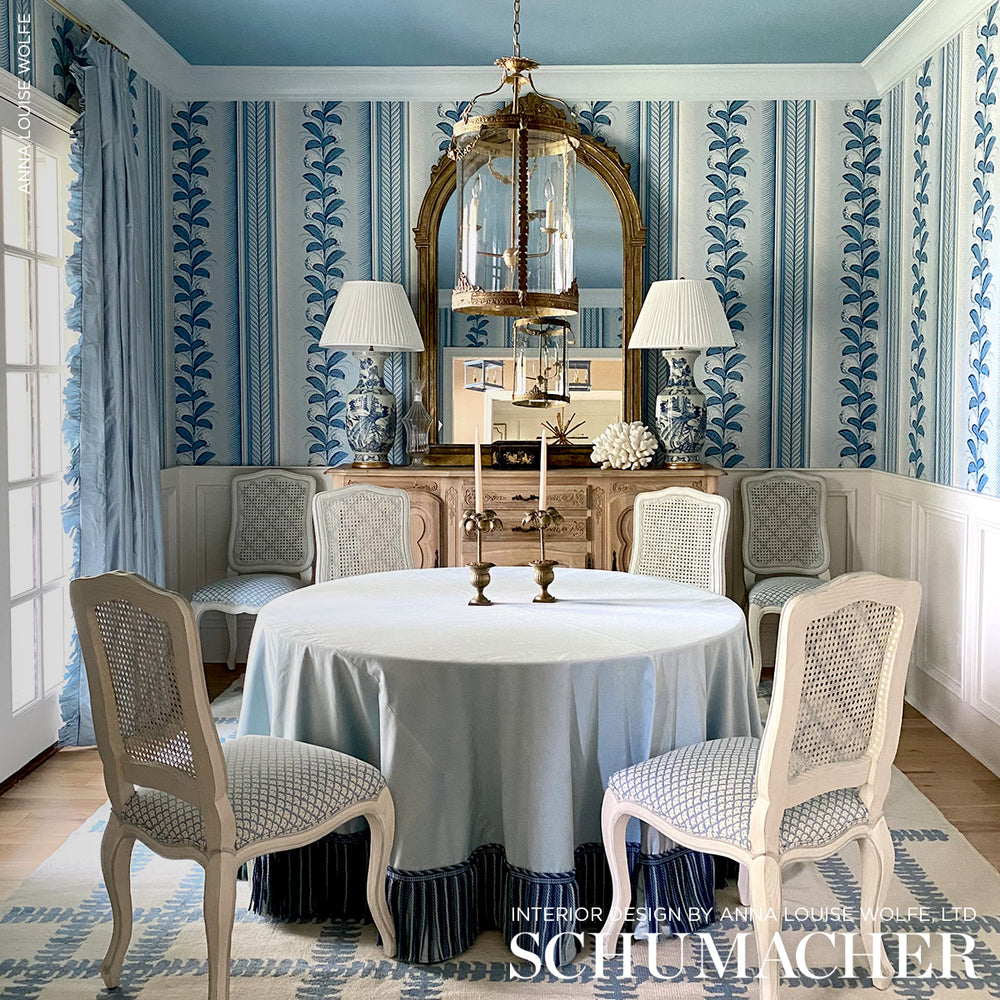 Schumacher Hydrangea Drape Wallpaper - Delft